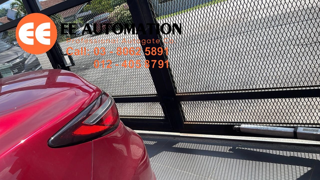 Folding Auto Gate Keramat – Autogate Open Halfway – EE Automation
